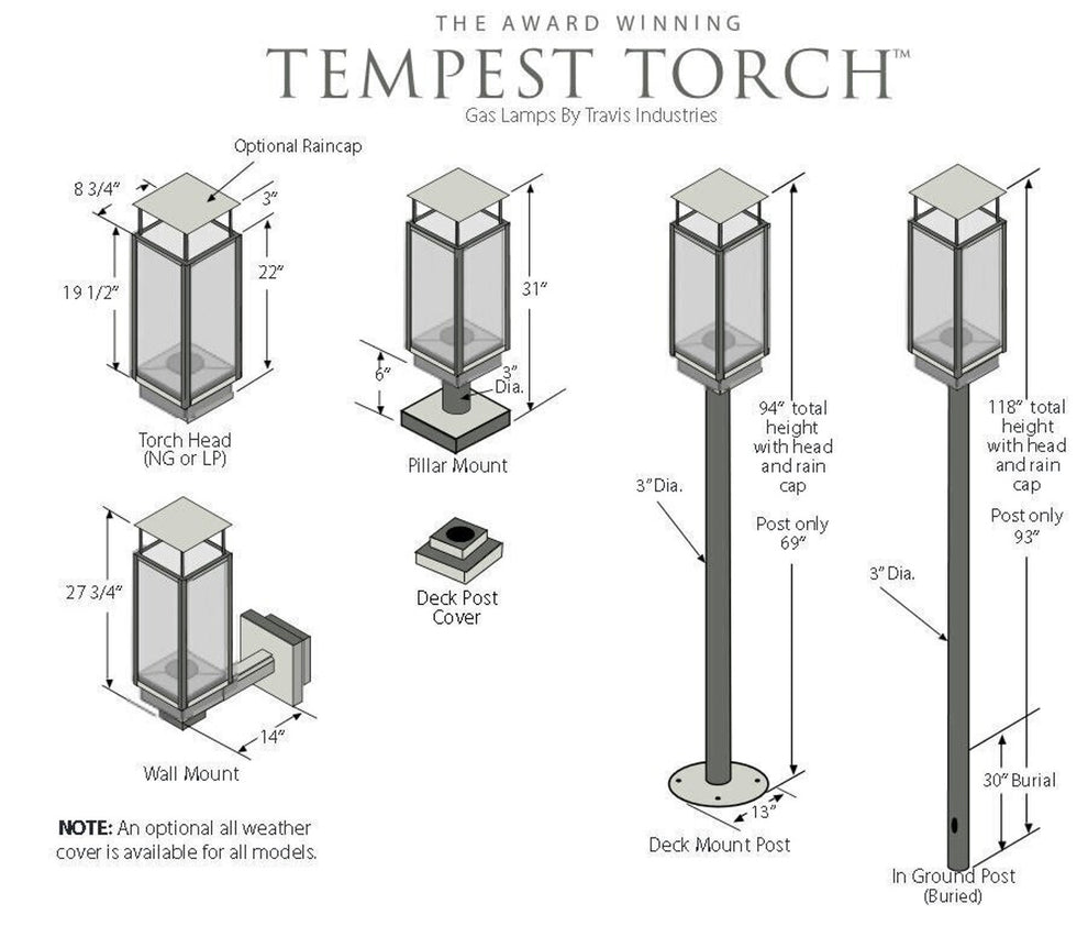 Tempest Torch Deck Mount and Post - 94800812-94800821 – Tempest Torches